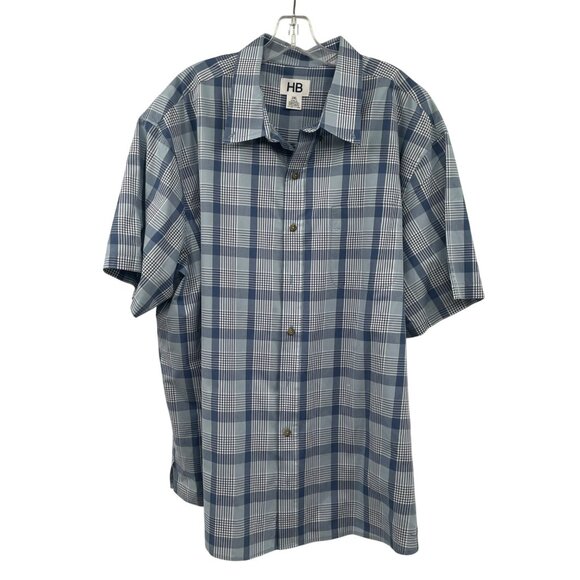 HB | Shirts | Hb Mens Plaid Short Sleeve Button Up Shirt Bluemulti Size ...